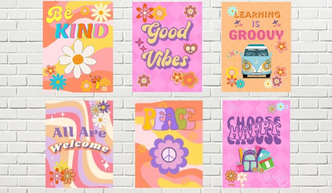 Retro Classroom Posters, Class Decor, Teacher Printable Posters, Groovy ...