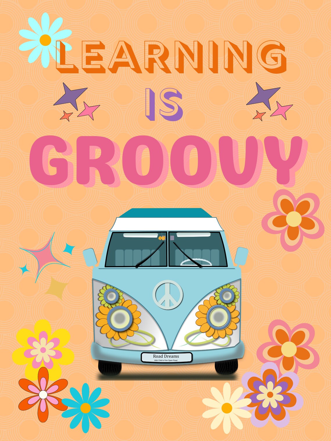 Retro Classroom Posters, Class Decor, Teacher Printable Posters, Groovy ...