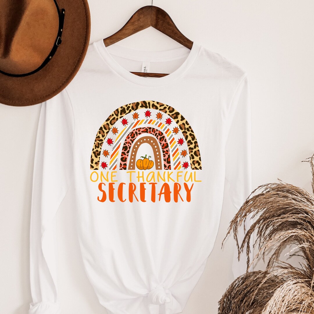 Thankful Secretary Shirt, Rainbow Thankful Secretary Tee, Boho Fall ...