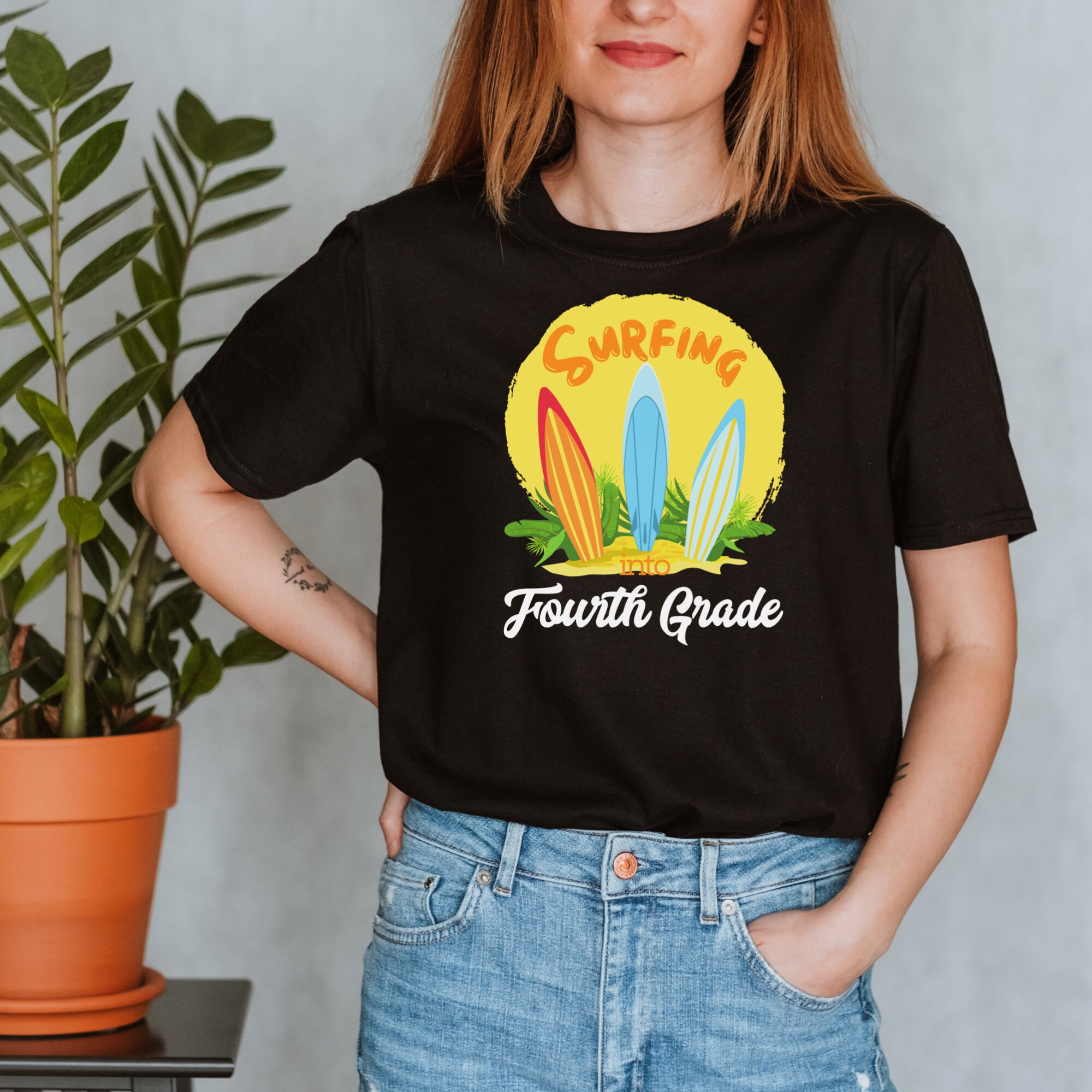 Teacher Grade Level Shirts, Back to School Tees, Surfing Into Grade ...