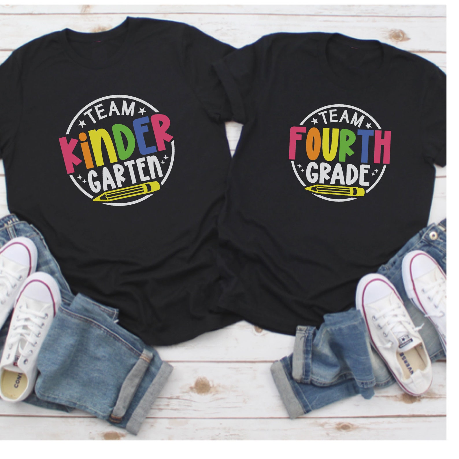 Teacher Grade Level Shirts, Back to School Tees, Colorful Teacher Team ...