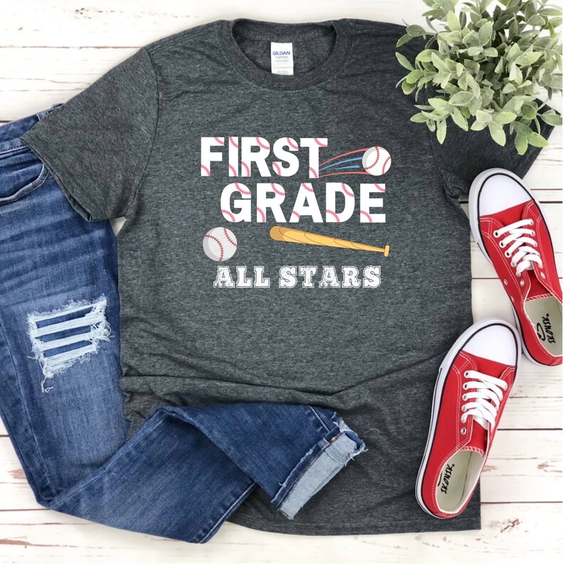 First Grade Teacher Shirts, Back to School Tees, Grade Level Baseball ...