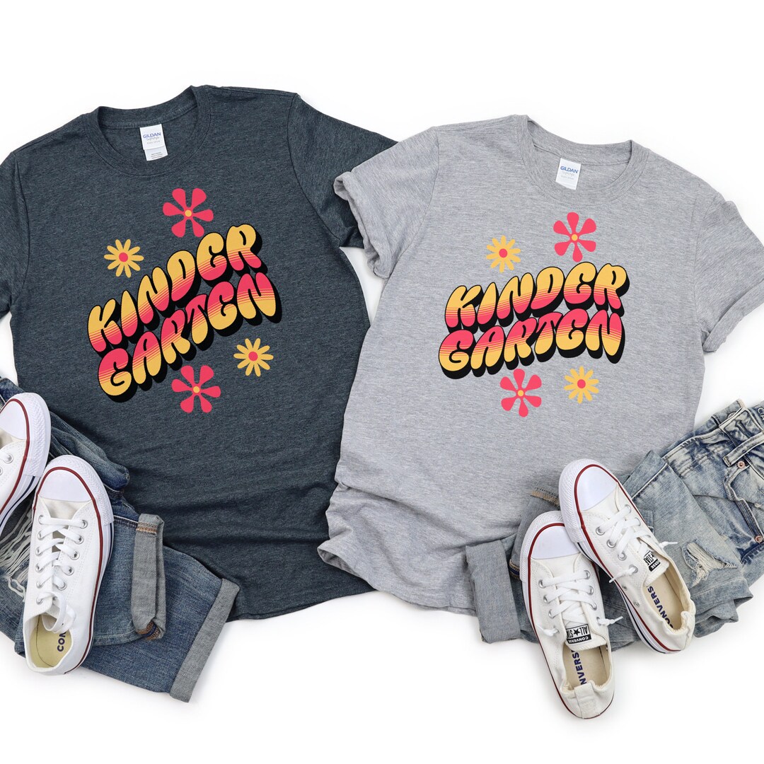 Kindergarten Grade Teacher Grade Level Shirt, Back to School Tee, Retro ...