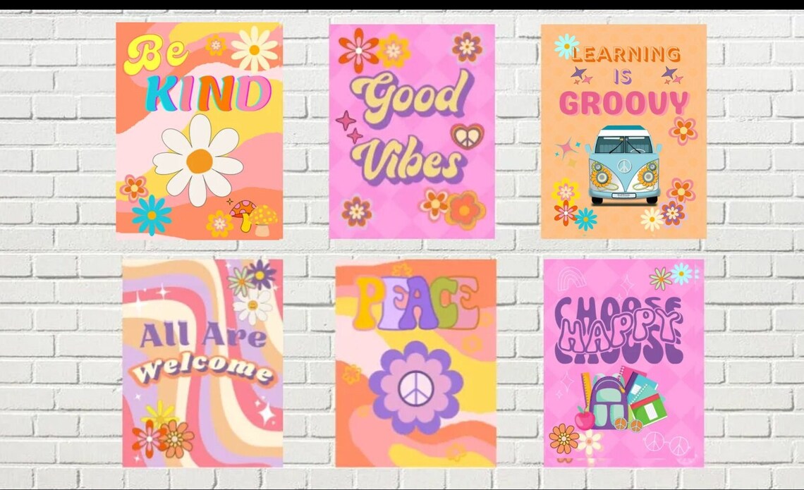 Retro Classroom Posters, Class Decor, Teacher Printable Posters, Groovy ...