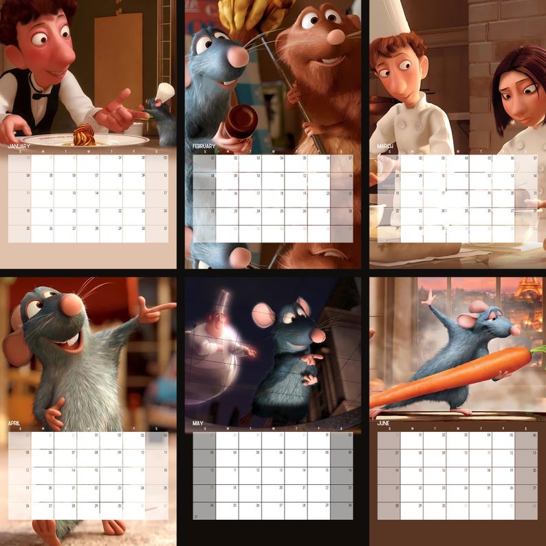 Ratatouille 2026 Wall Calendar, Remy Cooking Mouse Kitchen Art Calendar ...