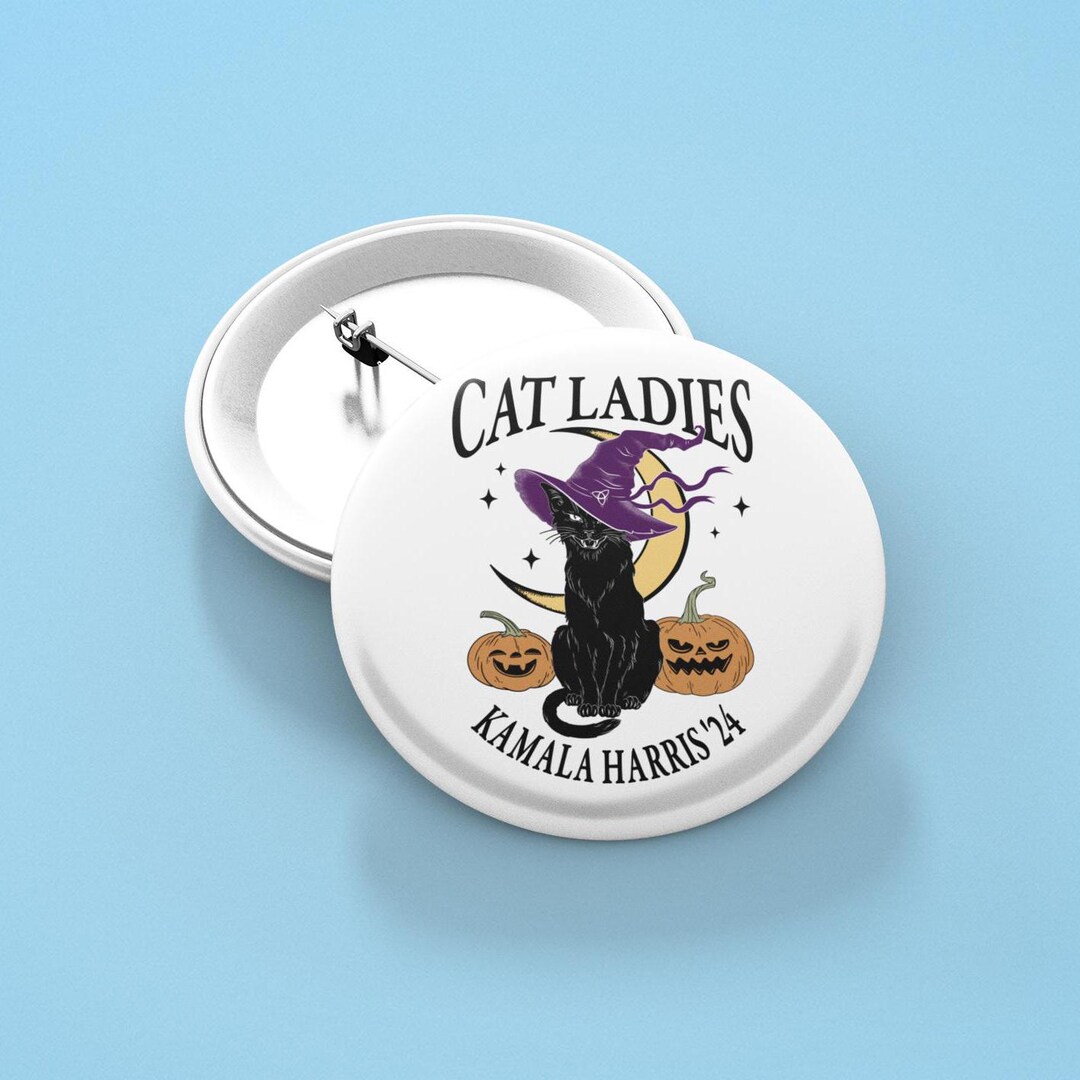 Witch Cat Ladies Kamala Harris Pin Button, Madam President Kamala Pins ...