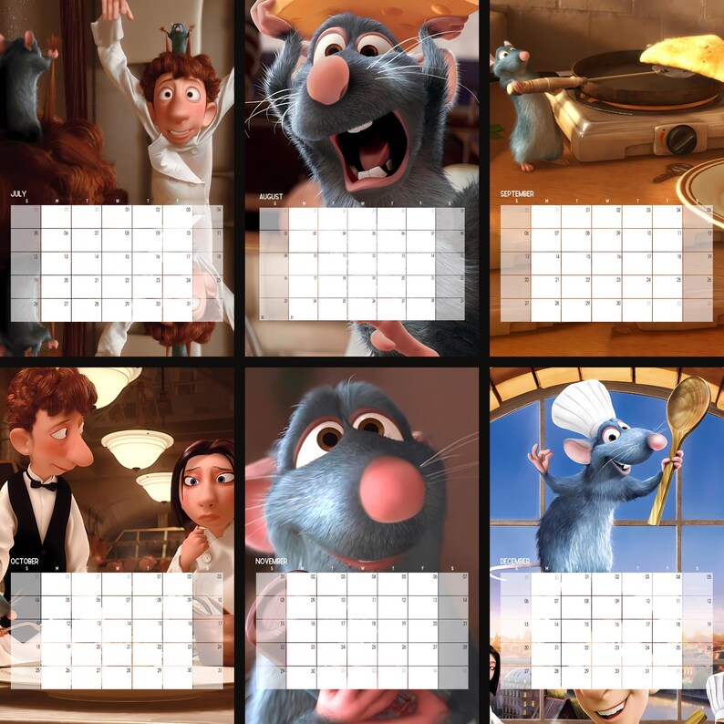 Ratatouille 2026 Wall Calendar, Remy Cooking Mouse Kitchen Art Calendar ...