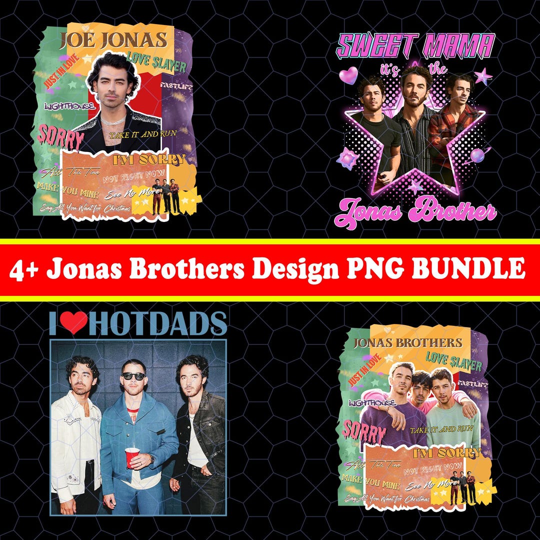 Combo 4+ Jonas Brothers PNG Bundle, Retro 90s Concert 2025, Jonas Bros ...
