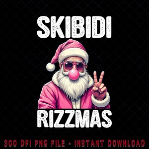 Skibidi Rizzmas Christmas Png, Funny Santa Christmas Png, Pink Santa ...
