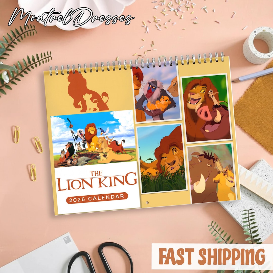 The Lion King 2026 Wall Calendar, Simba Mufasa Timon & Pumbaa Monthly ...