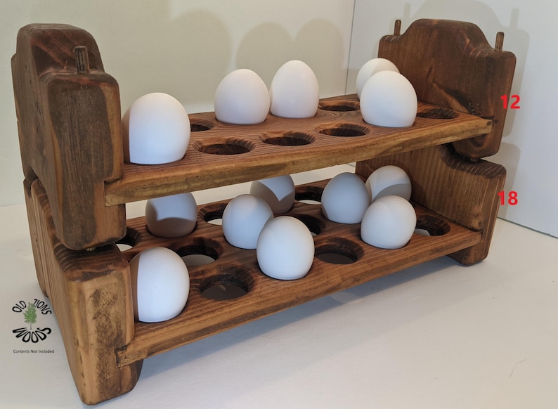 Stackable Wooden 18 Egg Holder: Customizable, Farmhouse Kitchen Decor ...