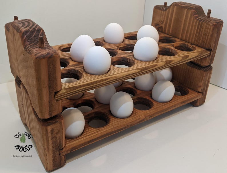 Stackable Wooden 18 Egg Holder: Customizable, Farmhouse Kitchen Decor ...