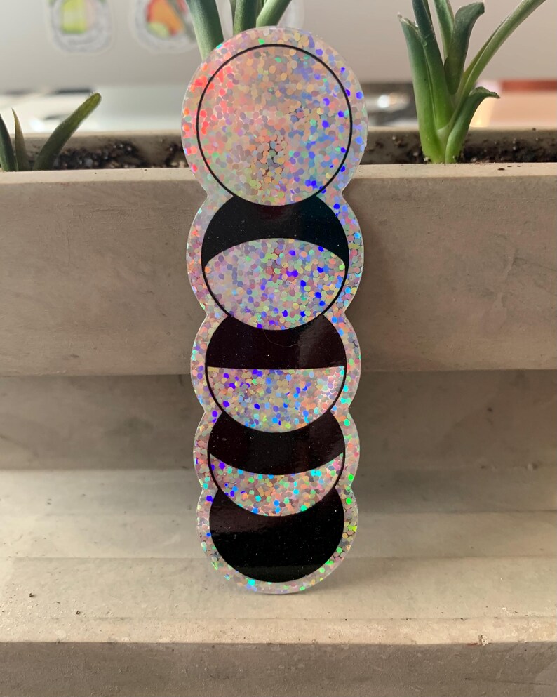 Moon Phases Glitter Sticker - Etsy