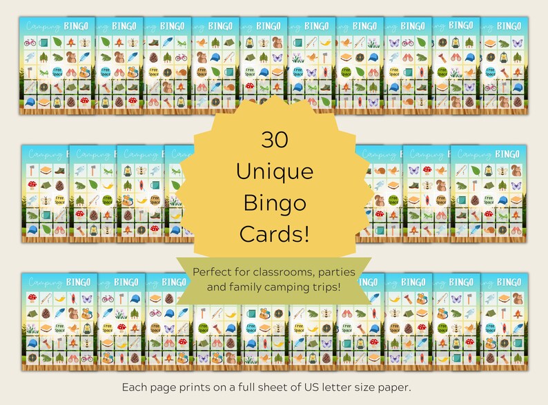 Camping Bingo Camping-themed Bingo Camping Game for Kids - Etsy