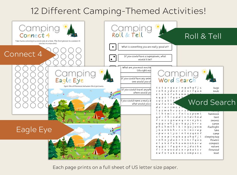 Camping Activity Bundle Camping-themed Games Camping - Etsy