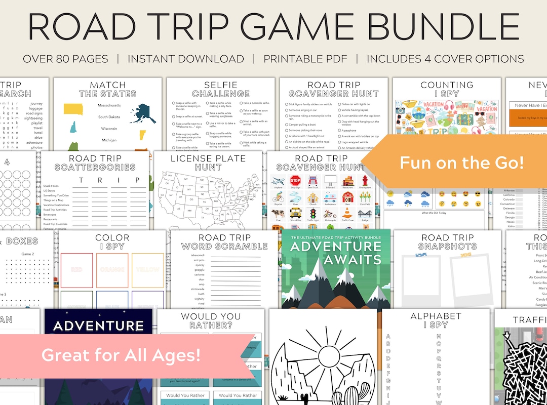 Road Trip Games for Kids Road Trip Activity Bundle Travel Games for ...