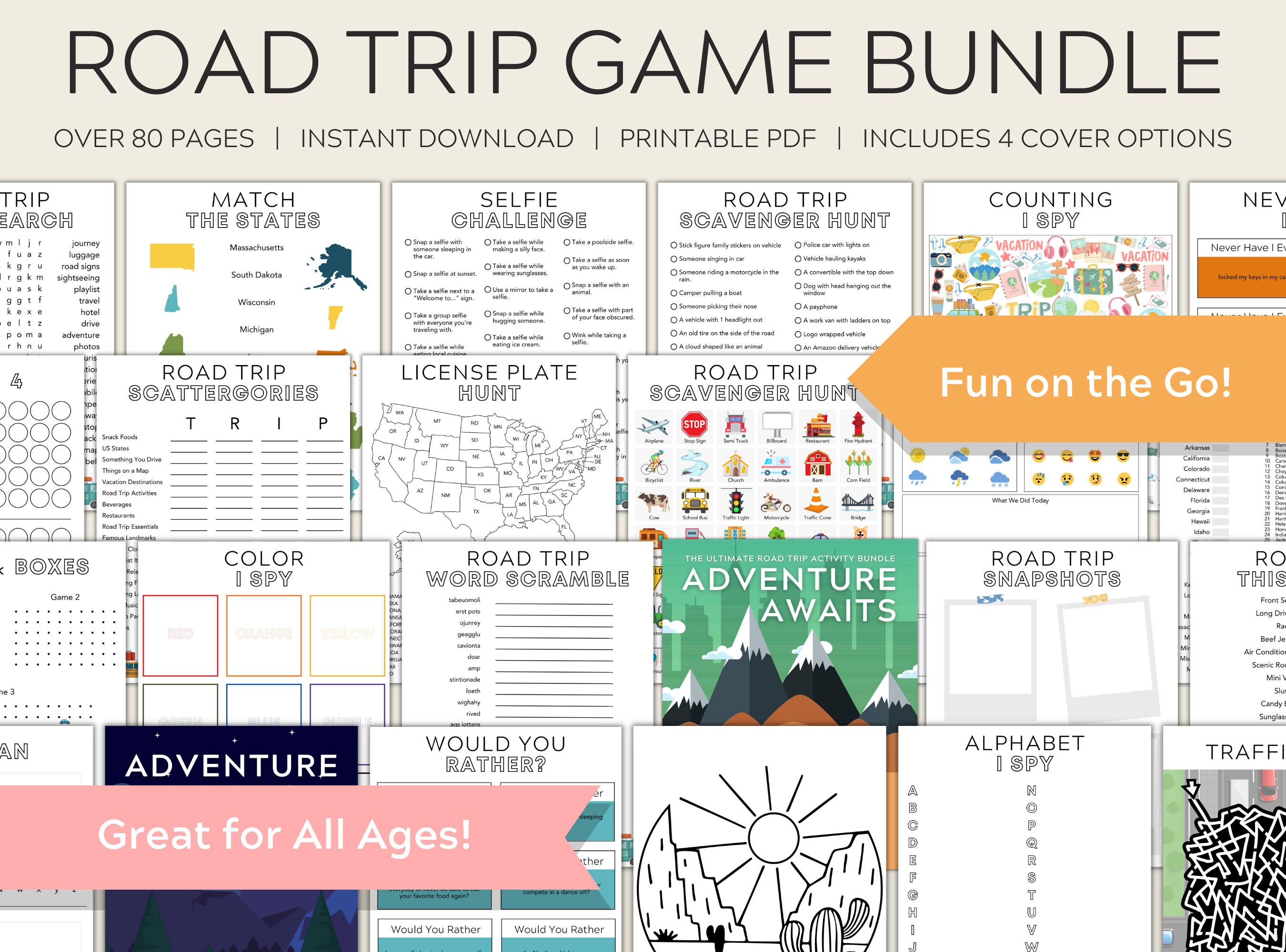Road Trip Games for Kids Road Trip Activity Bundle Travel Games for ...