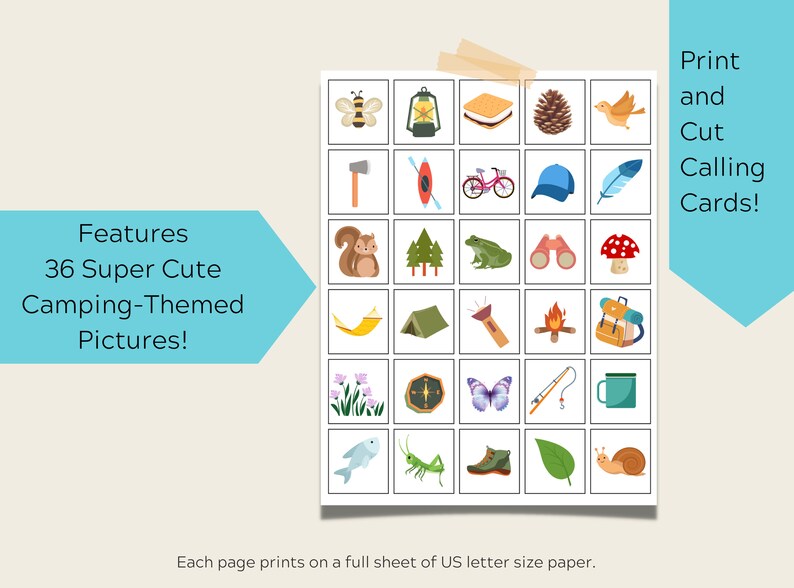 Camping Bingo Camping-themed Bingo Camping Game for Kids Nature Bingo ...