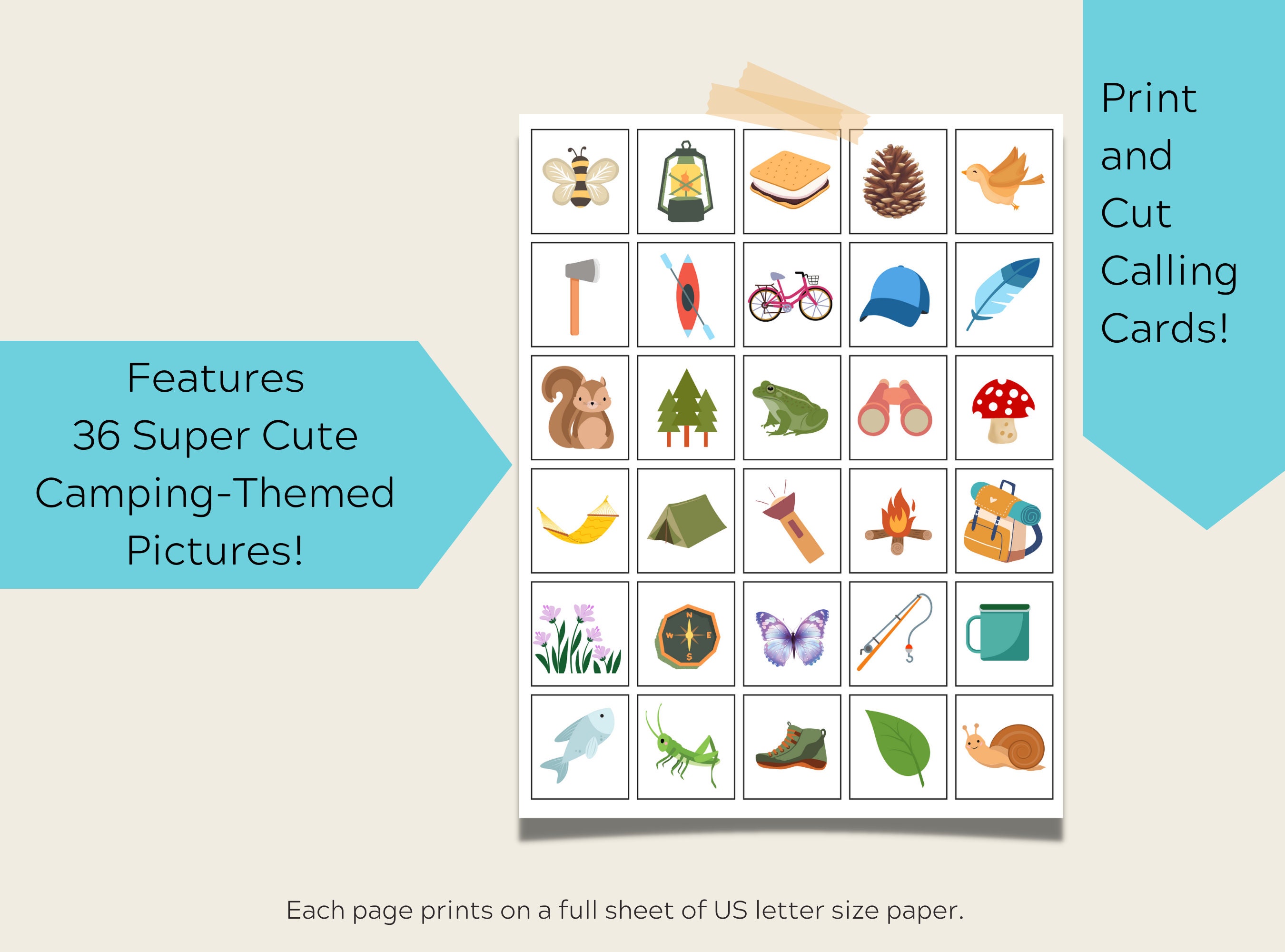 Camping Bingo Camping-themed Bingo Camping Game for Kids Nature Bingo ...