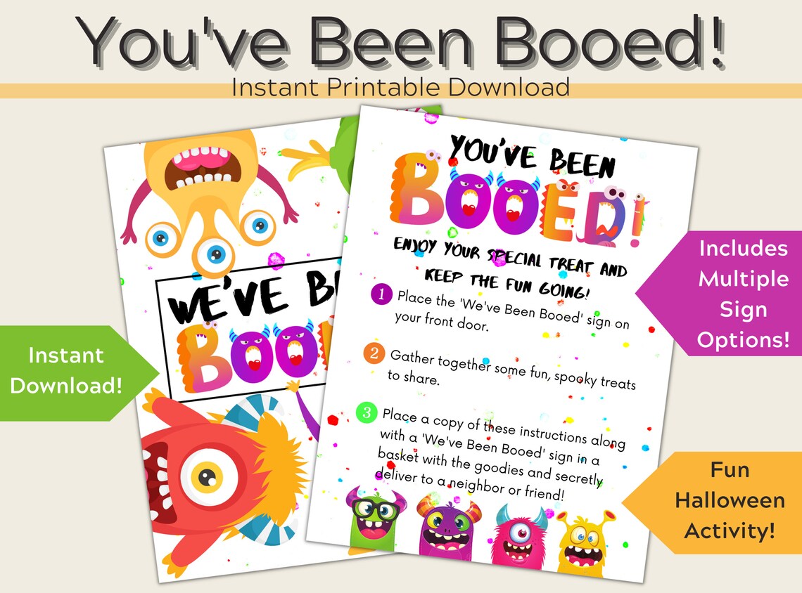 You've Been Booed Printable Halloween Activity Halloween Printable - Etsy