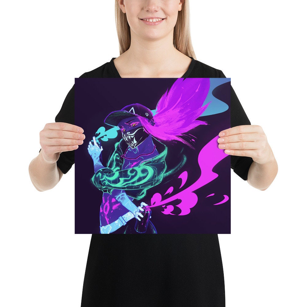 KDA Akali Spray Paint Poster League of Legends 12K Res - Etsy