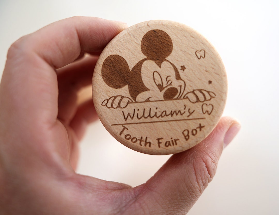 Disney Caracters Child Tooth Fairy Box, Personalized Beech Wood Tooth ...