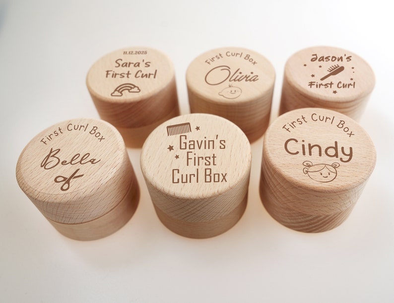 First Haircut Box With Name, First Curl Box, Lock of Hair Keepsake, New ...