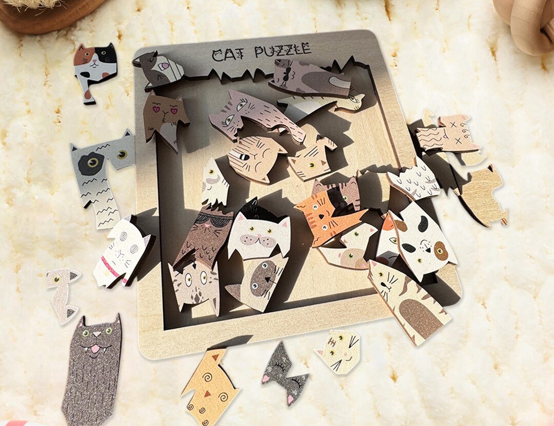 Cats Wooden Tetris, Brain Teaser, Kids Games, Puzzle With Custom Text ...
