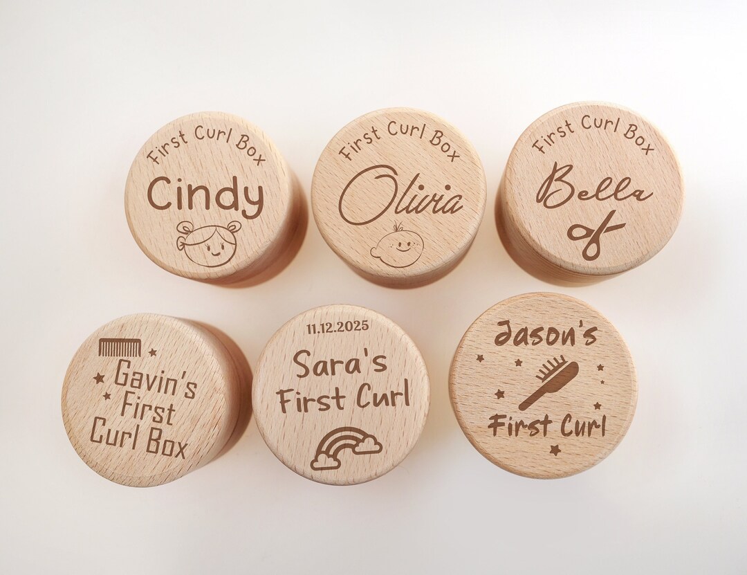 First Curl Box, Lock of Hair Keepsake, First Haircut Box With Name, New ...