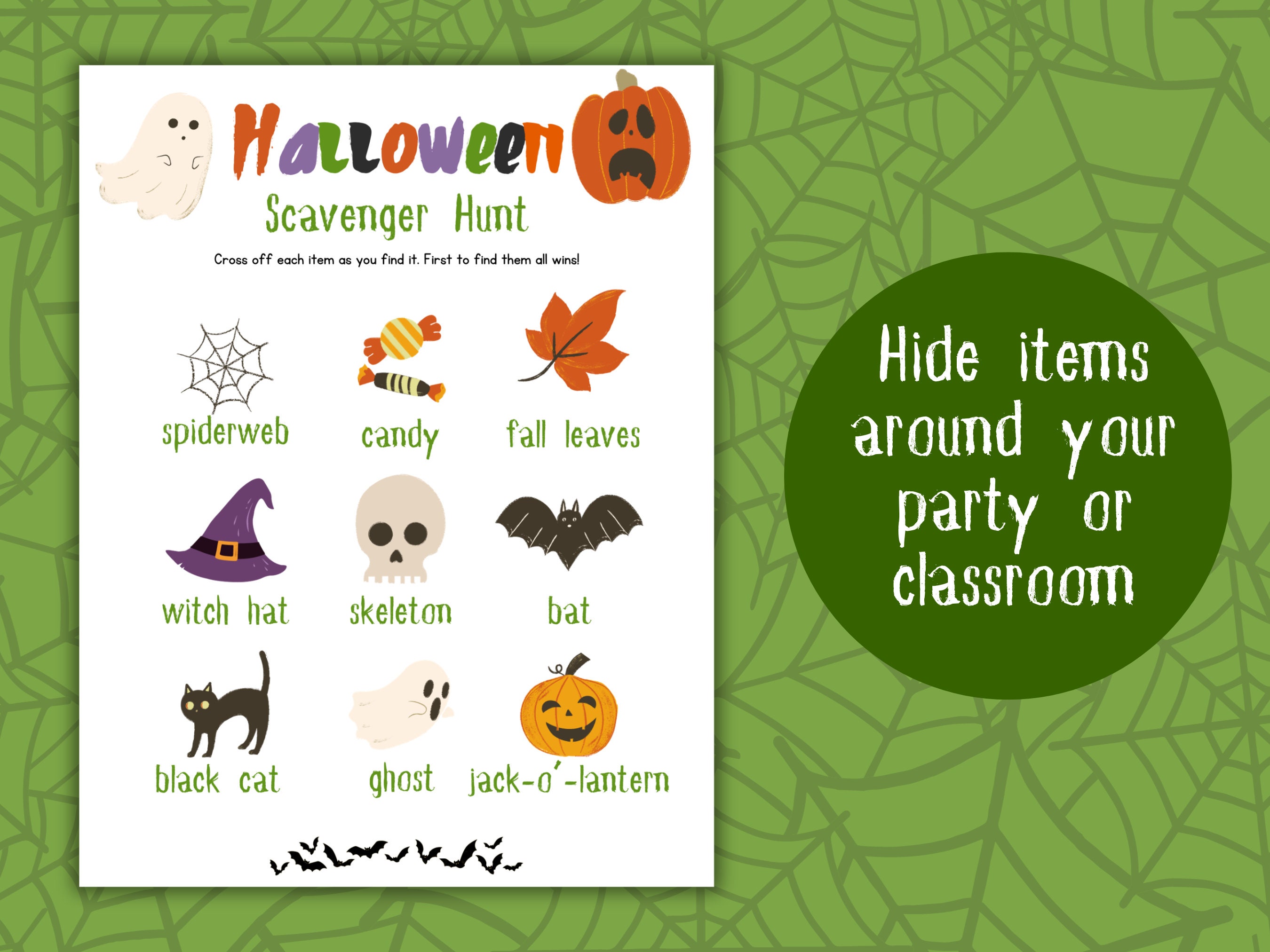 Printable Halloween Scavenger Hunt Game | Digital Download Halloween ...
