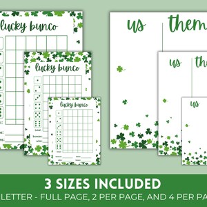 Printable Lucky Bunco Score Sheets | St Patrick's Day March Shamrock ...
