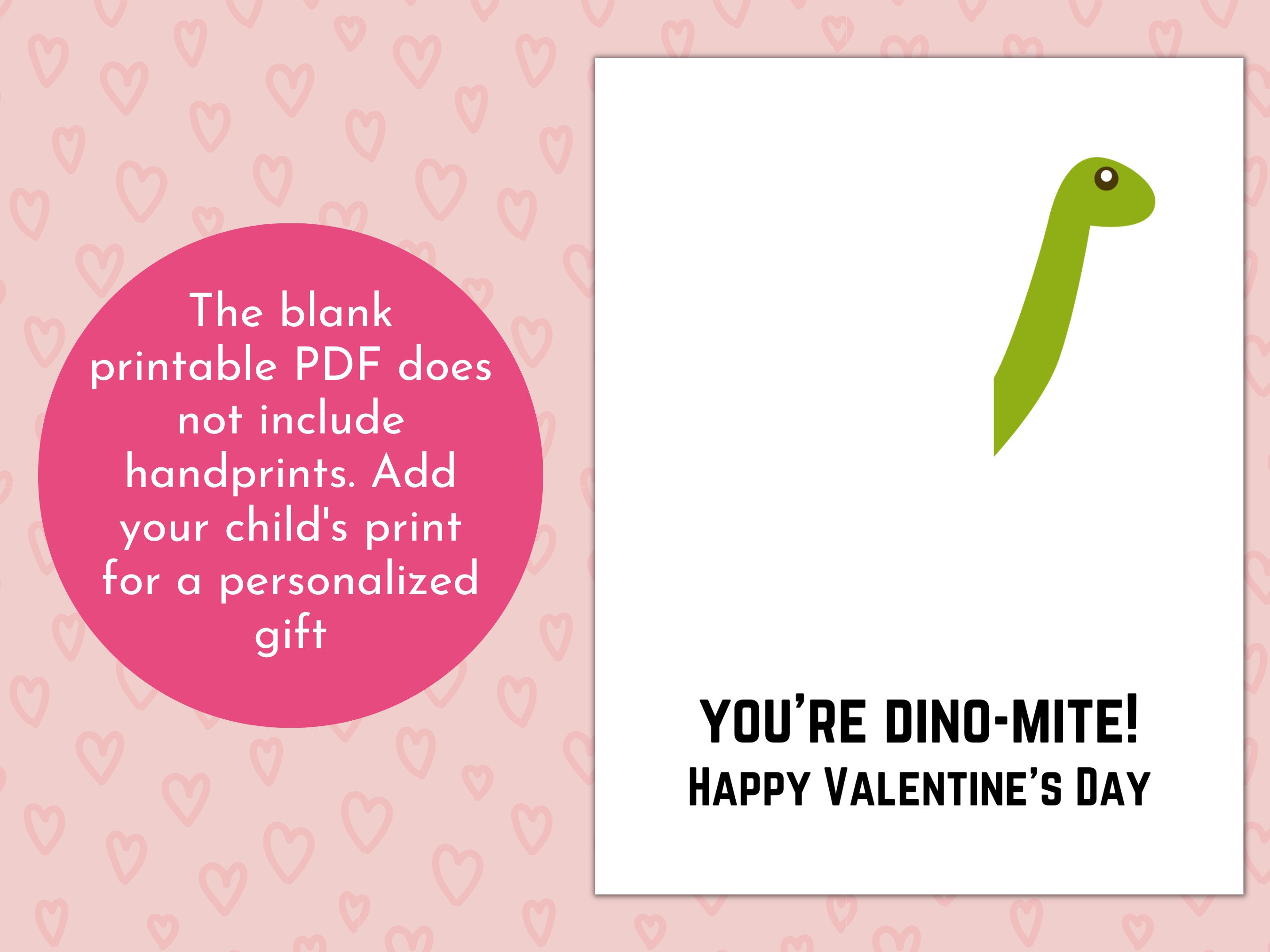 Valentine's Day Printable Handprint Paint "dino-mite" Dinosaur Card ...