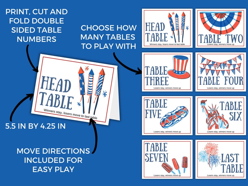 Printable Fourth of July Bunco Score Sheets | Patriotic America Bunco ...