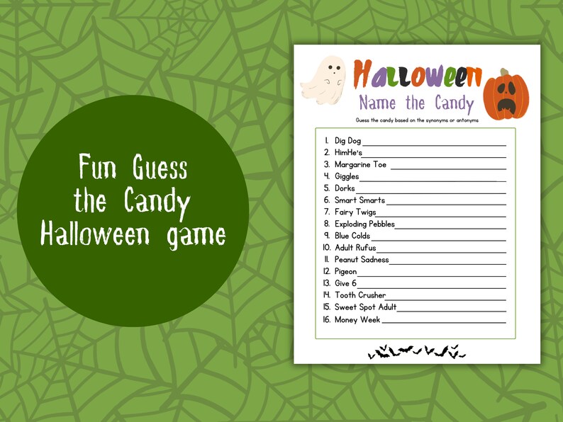 Printable Halloween Guess the Candy Game | Digital Download Halloween ...