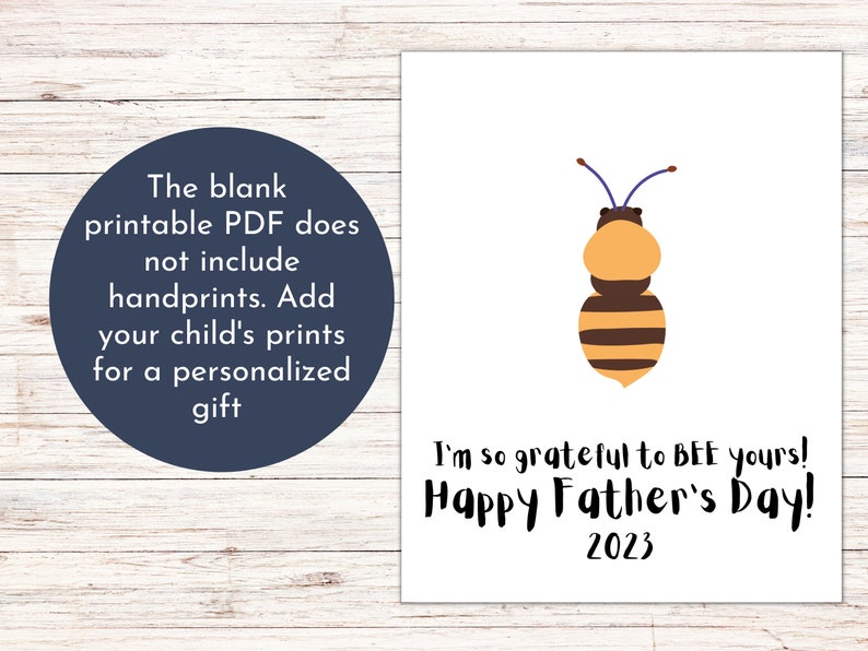 Father's Day Printable Handprint Bee Craft for Kids & Babies | DIY Gift ...