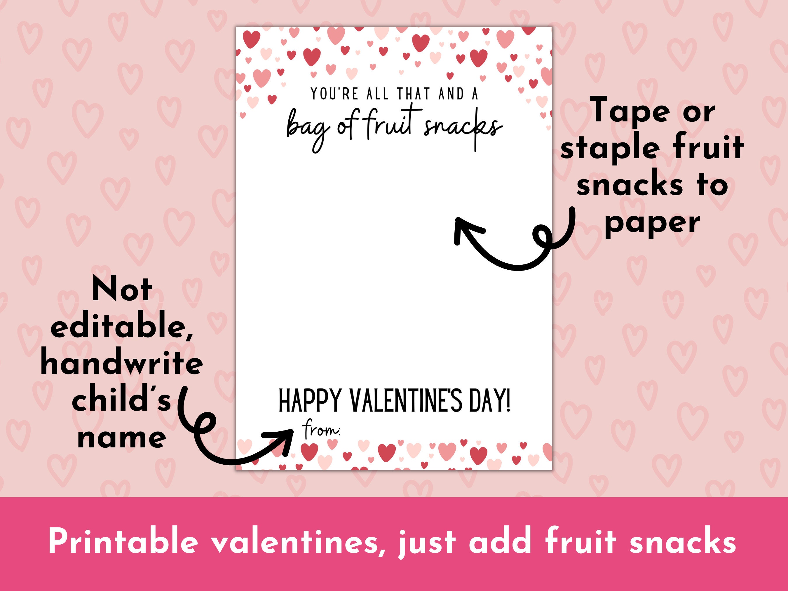 Printable Fruit Snack Valentines Cards all That and a Bag of Fruit ...