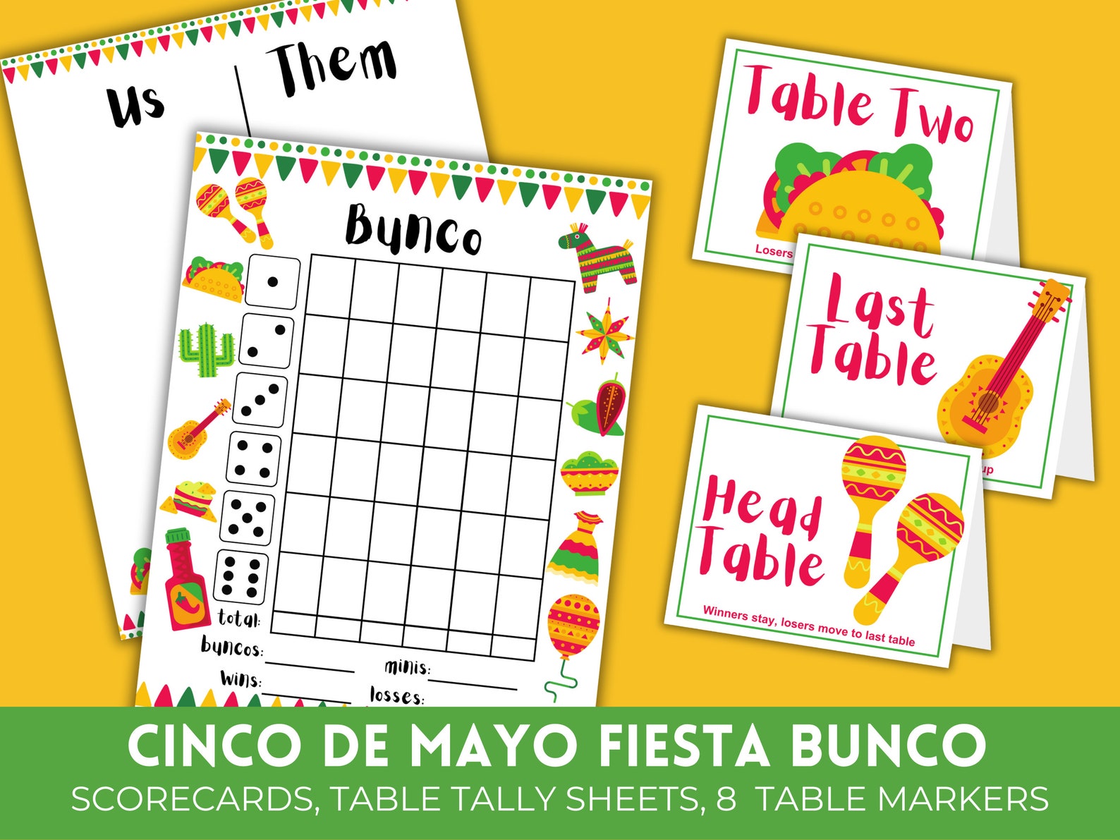 Printable Cinco De Mayo Bunco Score Sheets | Fiesta Bunco Cards | May ...