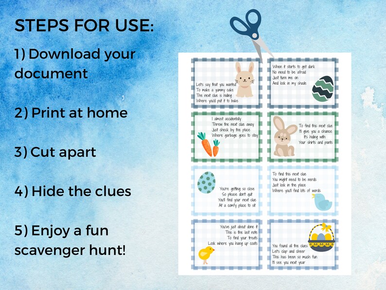 Easter Scavenger Hunt Printable Clues Indoor Easter Egg Hunt for Kids ...