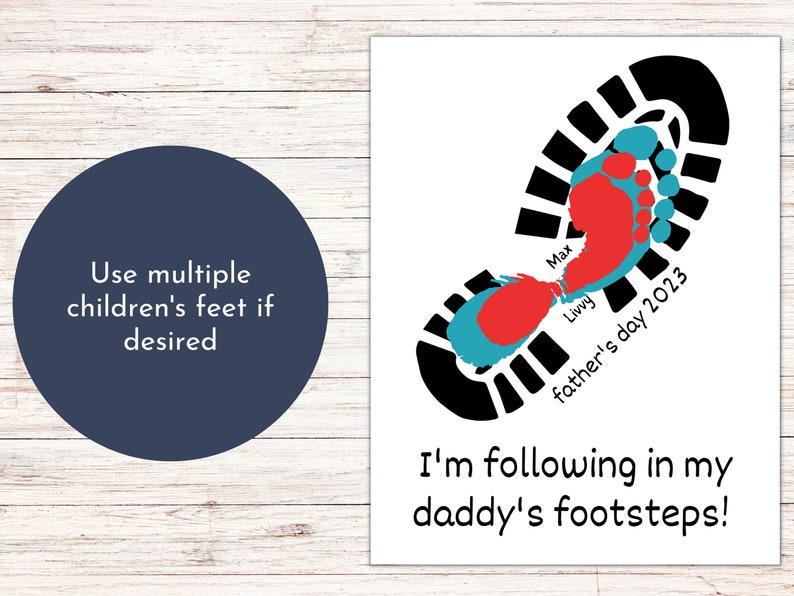 Following in Dad's Footsteps Father's Day Printable Footprint Craft for ...