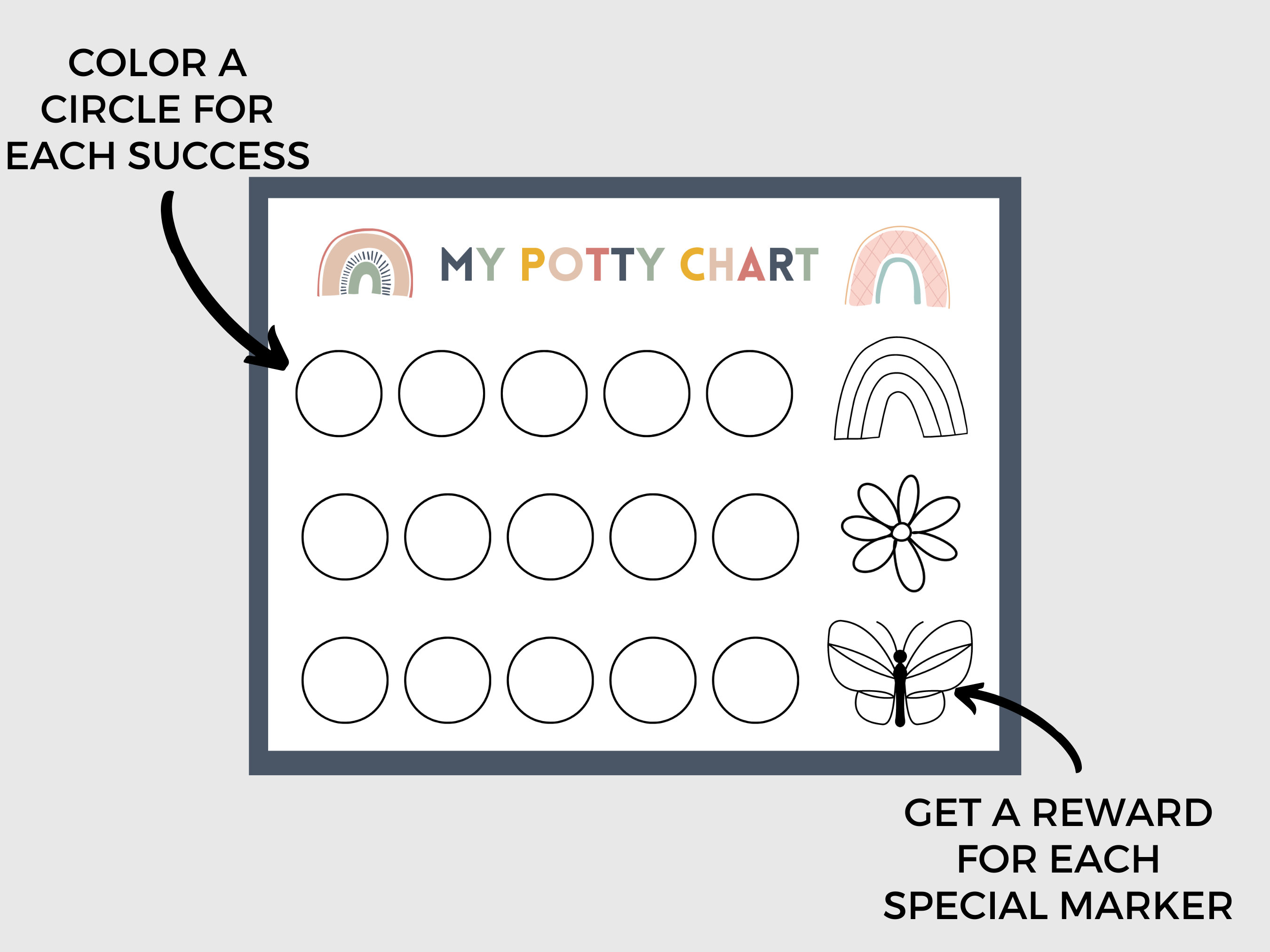 Rainbow Potty Training Printable Pack Potty Training Chart for Girls ...