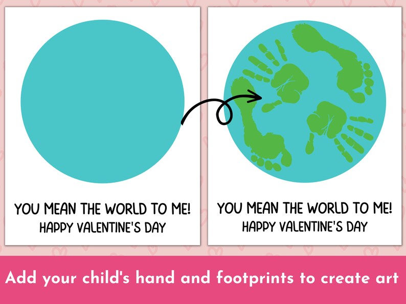 Valentine's Day Printable Globe Handprint and Footprint Craft for Kids ...