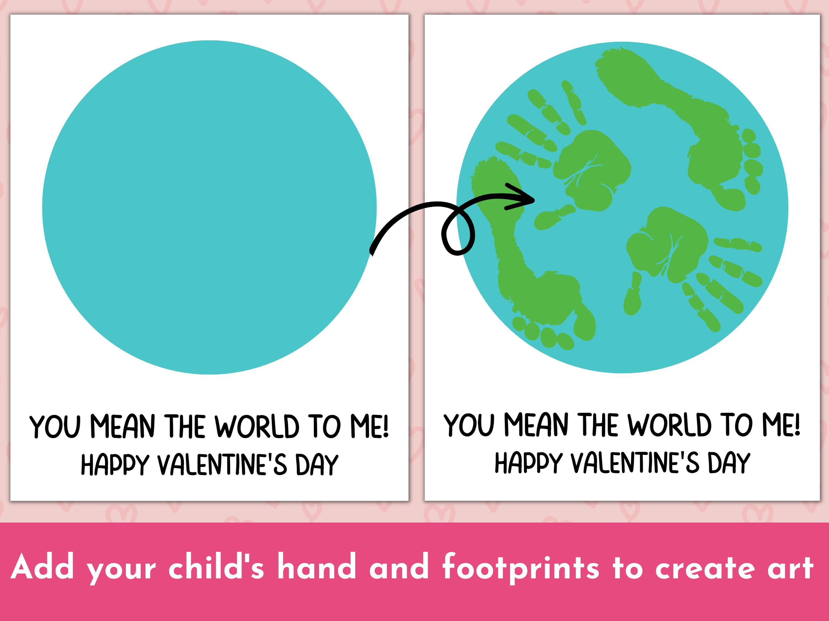 Valentine's Day Printable Globe Handprint and Footprint Craft for Kids ...