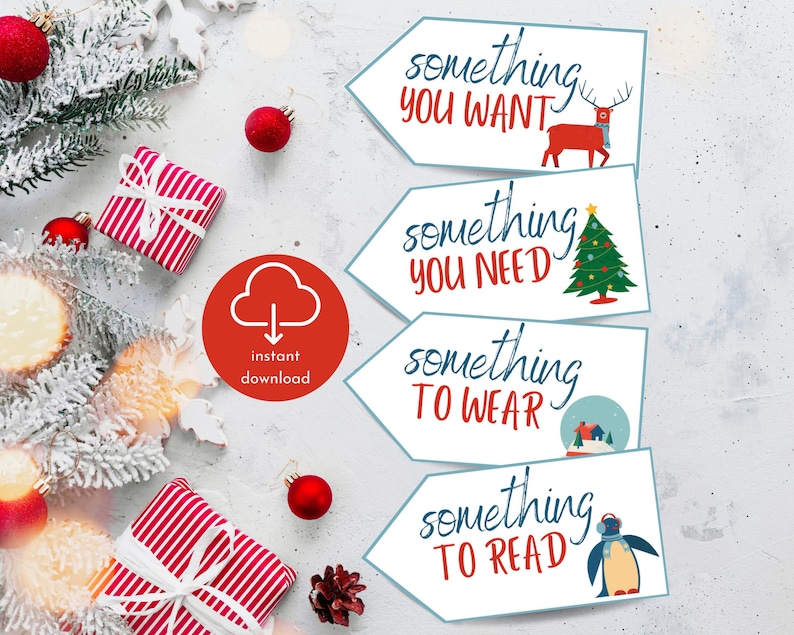 Printable Want Need Wear Read Gift Tags | Something You Want Christmas ...