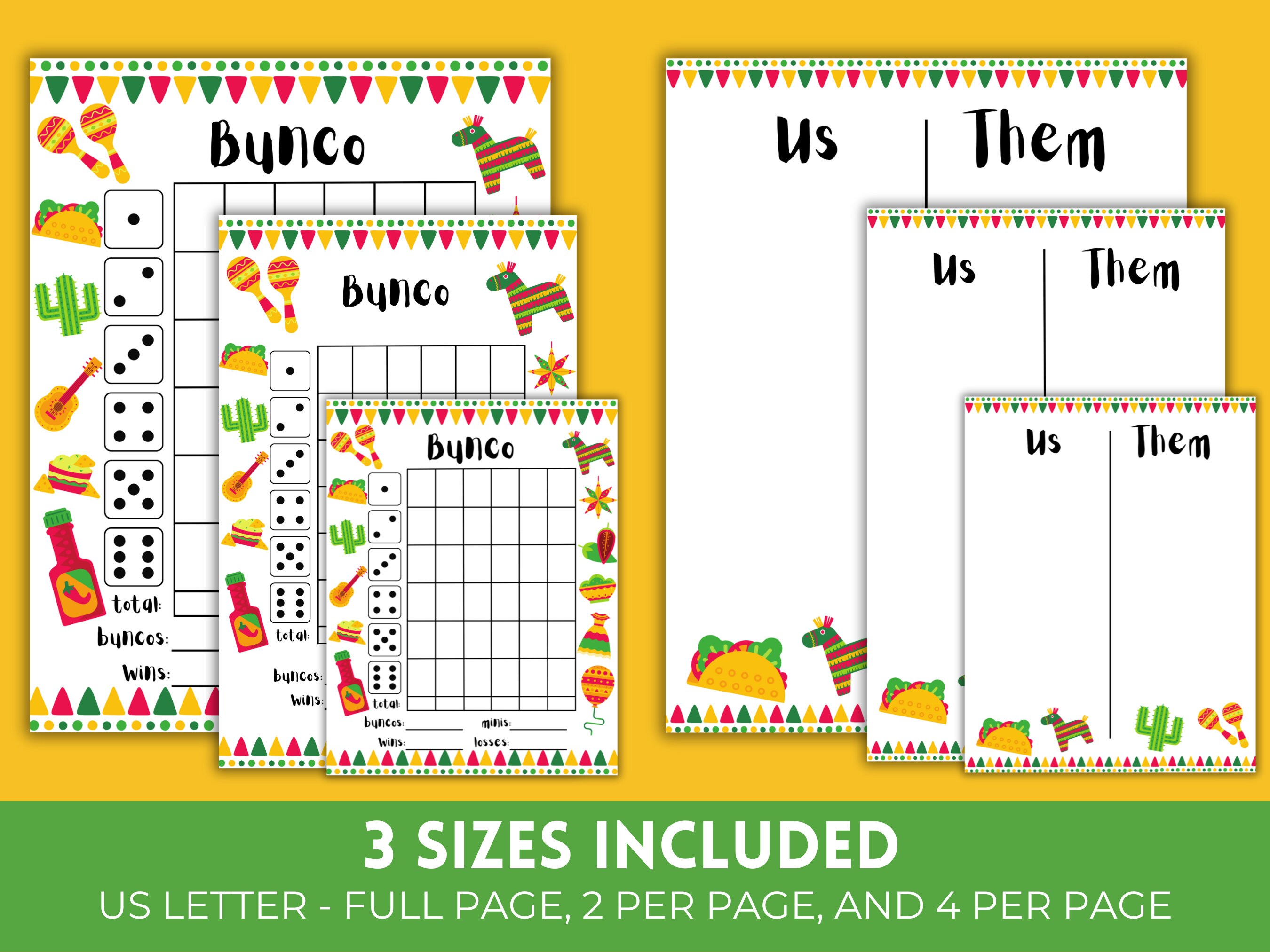 Printable Cinco De Mayo Bunco Score Sheets | Fiesta Bunco Cards | May ...