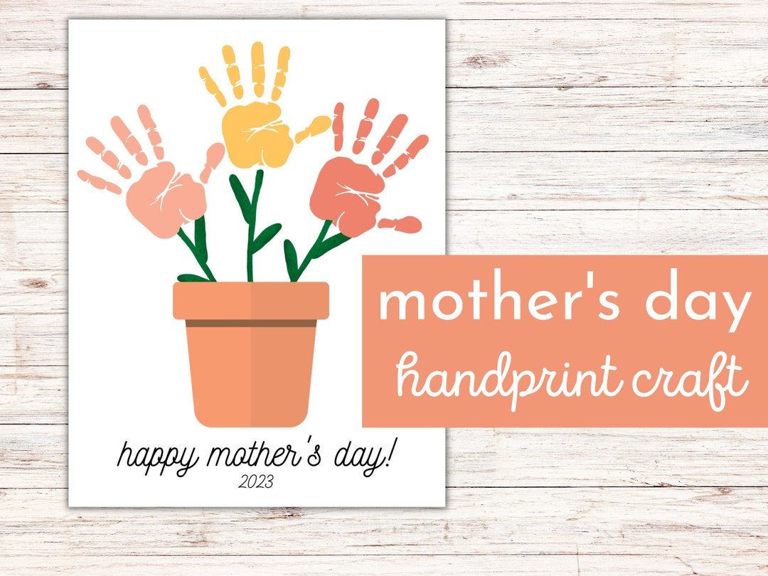 Mother's Day Printable Handprint Flower Pot Craft for - Etsy
