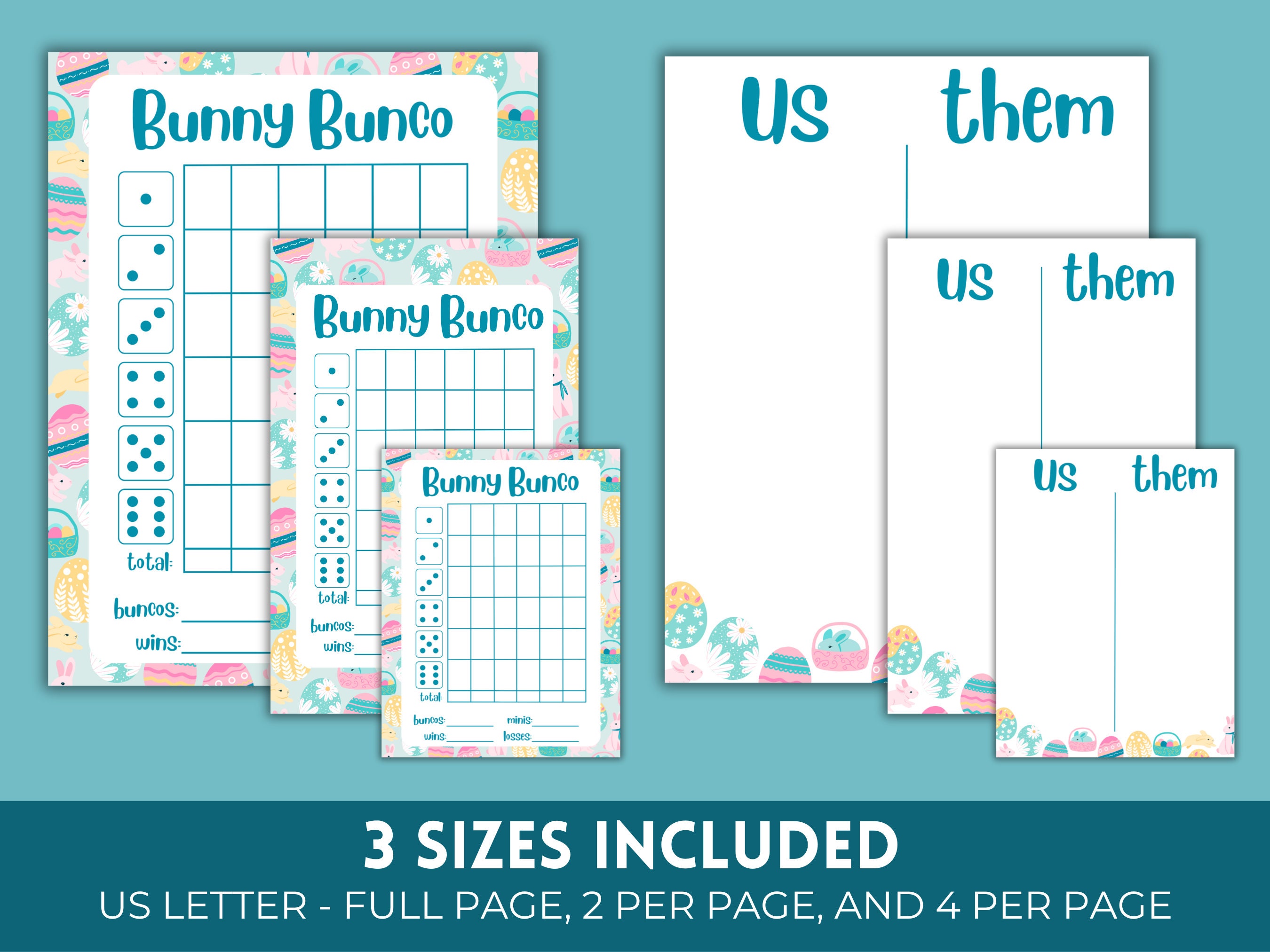 Printable Easter Bunny Bunco Score Sheets | Easter March April Bunco ...