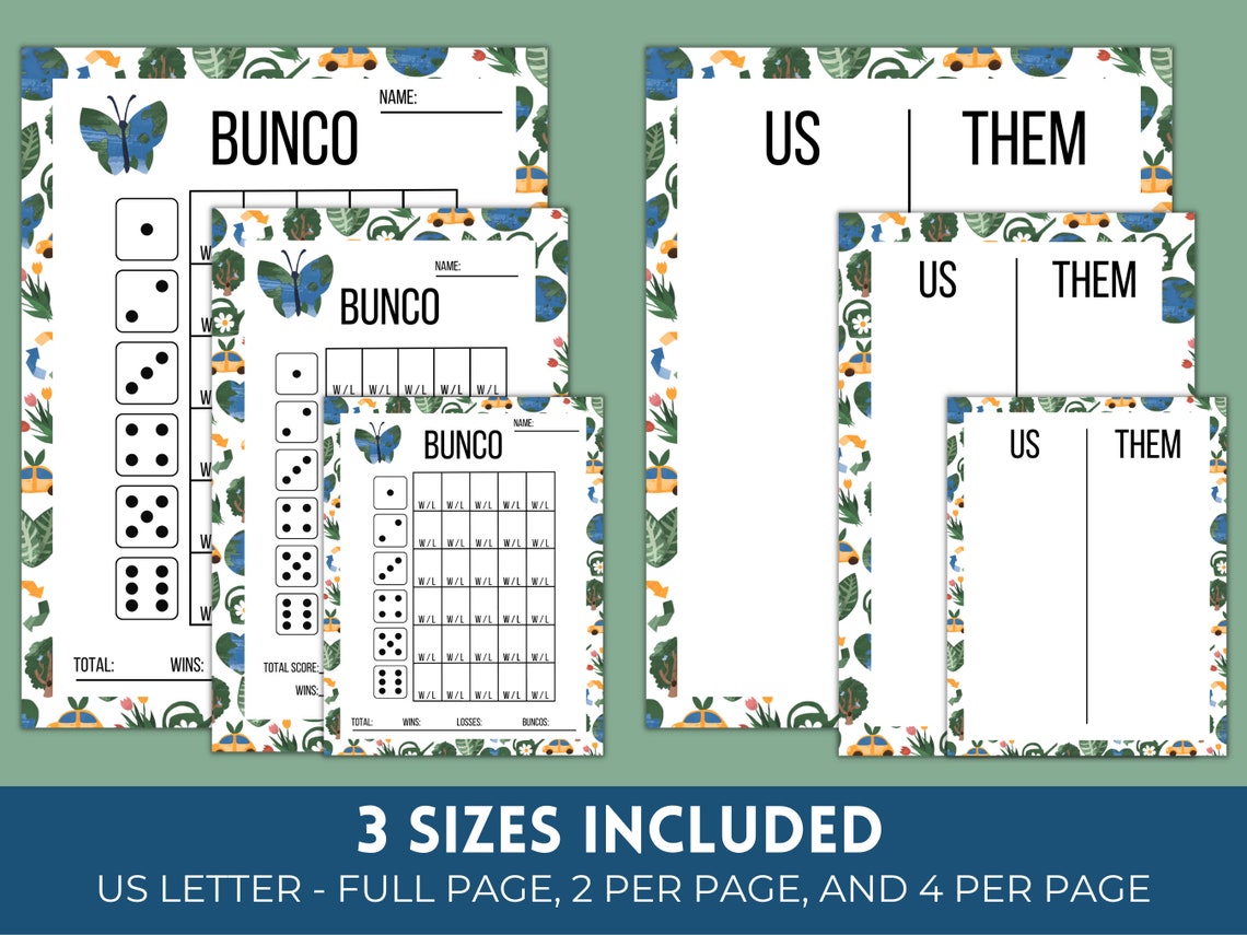 Printable Bunco Score Sheets | Earth Day Bunco Cards | April Bunco Set ...