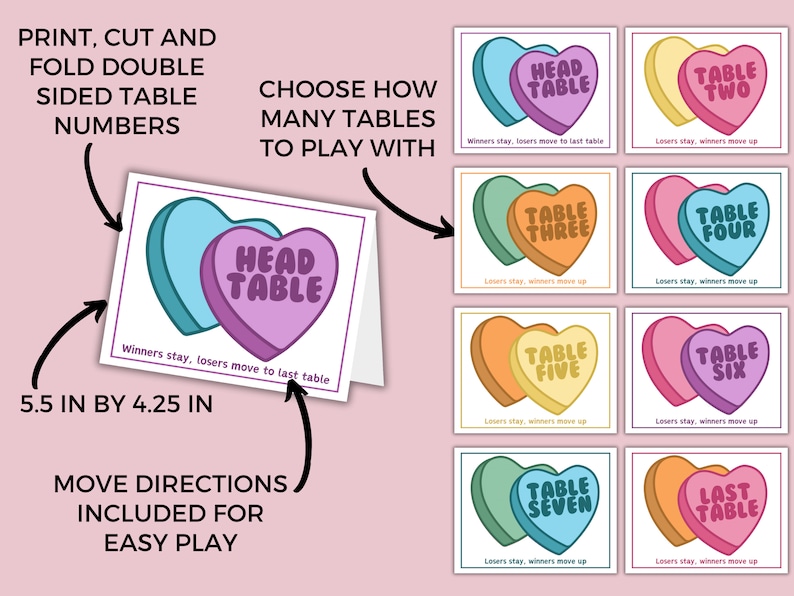 Printable Candy Heart Bunco Score Sheets | Valentine's Day February ...