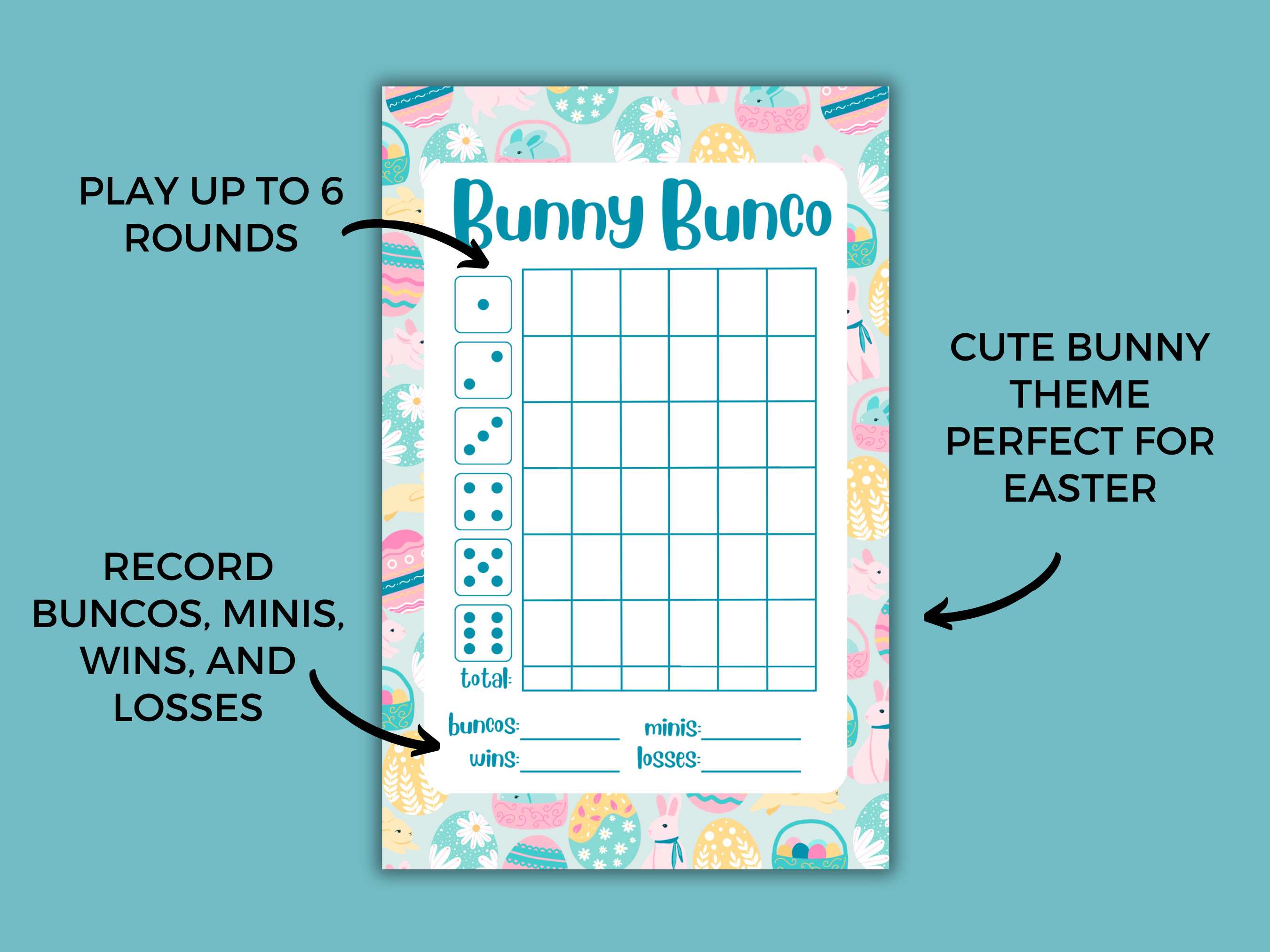 Printable Easter Bunny Bunco Score Sheets | Easter March April Bunco ...