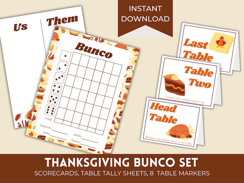 Printable Thanksgiving Bunco Score Sheets | November Bunco Set for ...